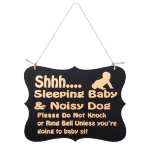 baby sleeping sign for front door, shhh sleeping baby door sign, do not disturb sign, porch door hanger sign baby room hanging decorative sign wooden plaques please do not knock or do not ring bell