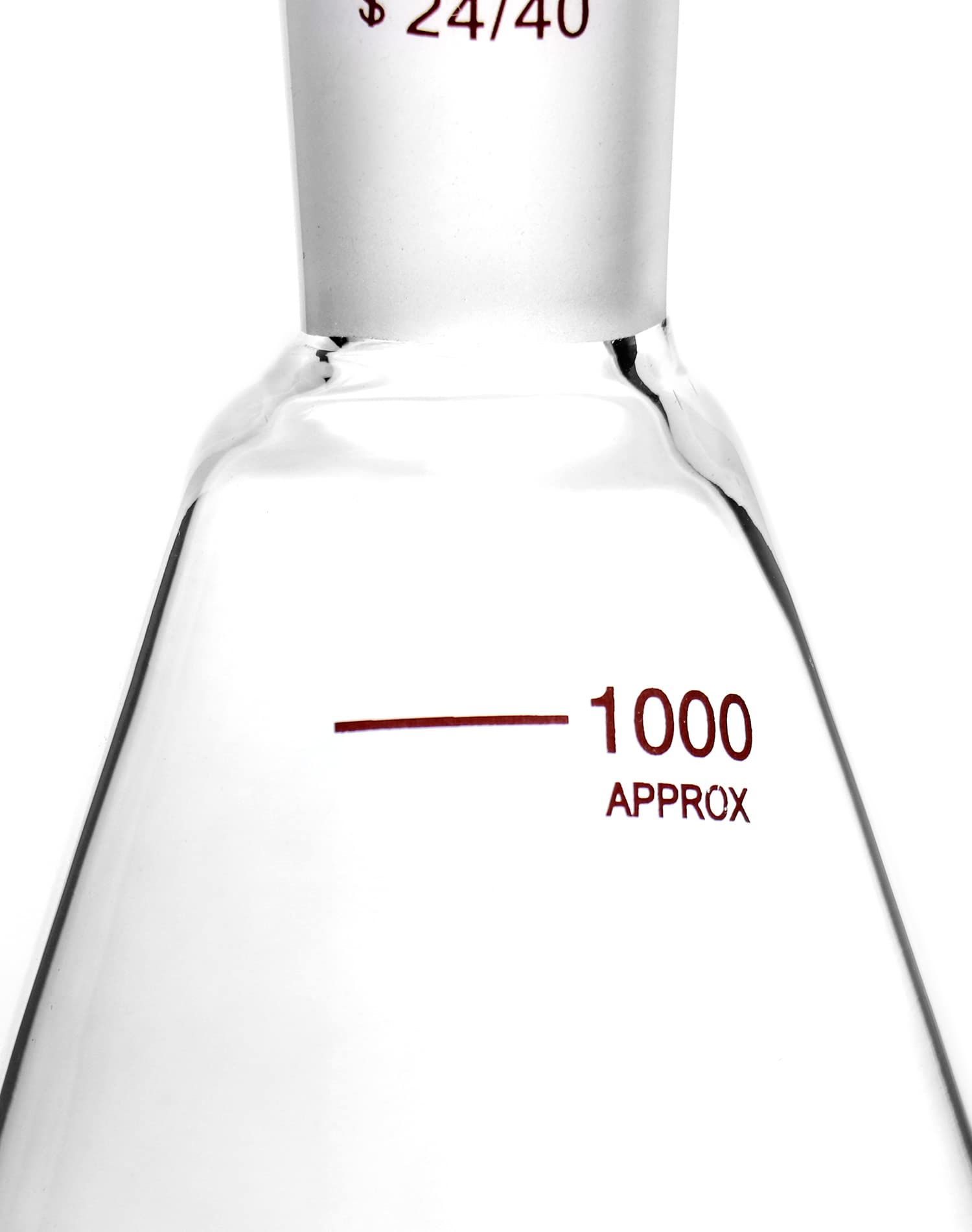 QWORK 1000 mL Borosilicate Glass Erlenmeyer Flask, Thick Wall Flask with 24/40 Outer Joint