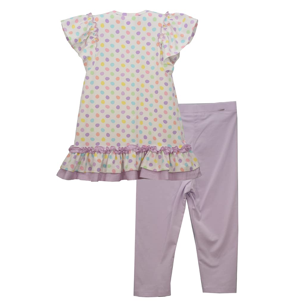 Bonnie Jean Girl's Easter Outfit - Bunny Leggings Set for Baby, Toddler and Little Girls - Purple Polka Dot - 18 Months