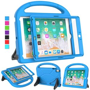 moxotek ipad 6th/5th generation case, ipad air 1/2 case, ipad pro 9.7 case for kids, shockproof protective cover with screen protector for ipad 9.7 inch 6/5 generation 2018/2017, blue