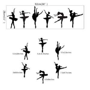 JUEKUI Bedroom Decor Ballet Dance Ballerinas Stars Vinyl Wall Decals Art Stickers Dancing Ballet Nursery Kids Girls Room Decor Wall Sticker W116 (Black)