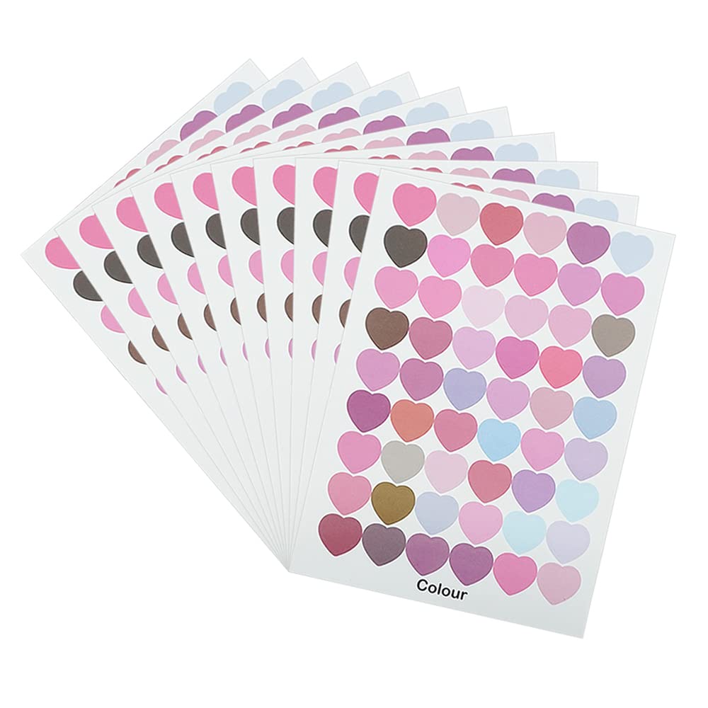 Saktopdeco 10 Sheets Pink Style Heart Shaped Stickers Small Valentine Heart Labels Stickers for Envelopes Scrapbooking Decorative