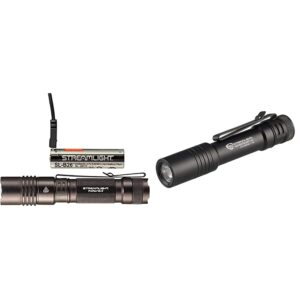 streamlight 88083 protac 2l-x usb, rechargeable usb battery & 66320 macrostream usb rechargeable compact flashlight with wrist lanyard, hat clip and usb cord, black