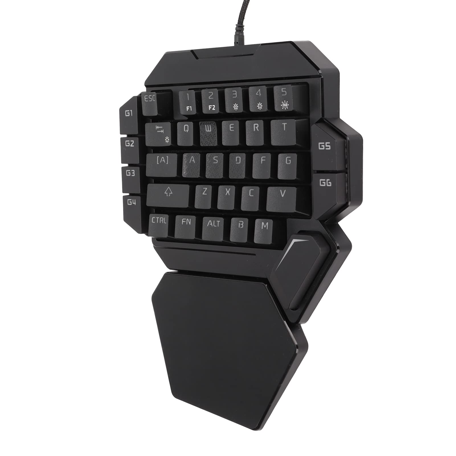 Shanrya One Handed Keyboard, One Handed Gaming Keyboard RGB Backlit for Dorm for Home for Game