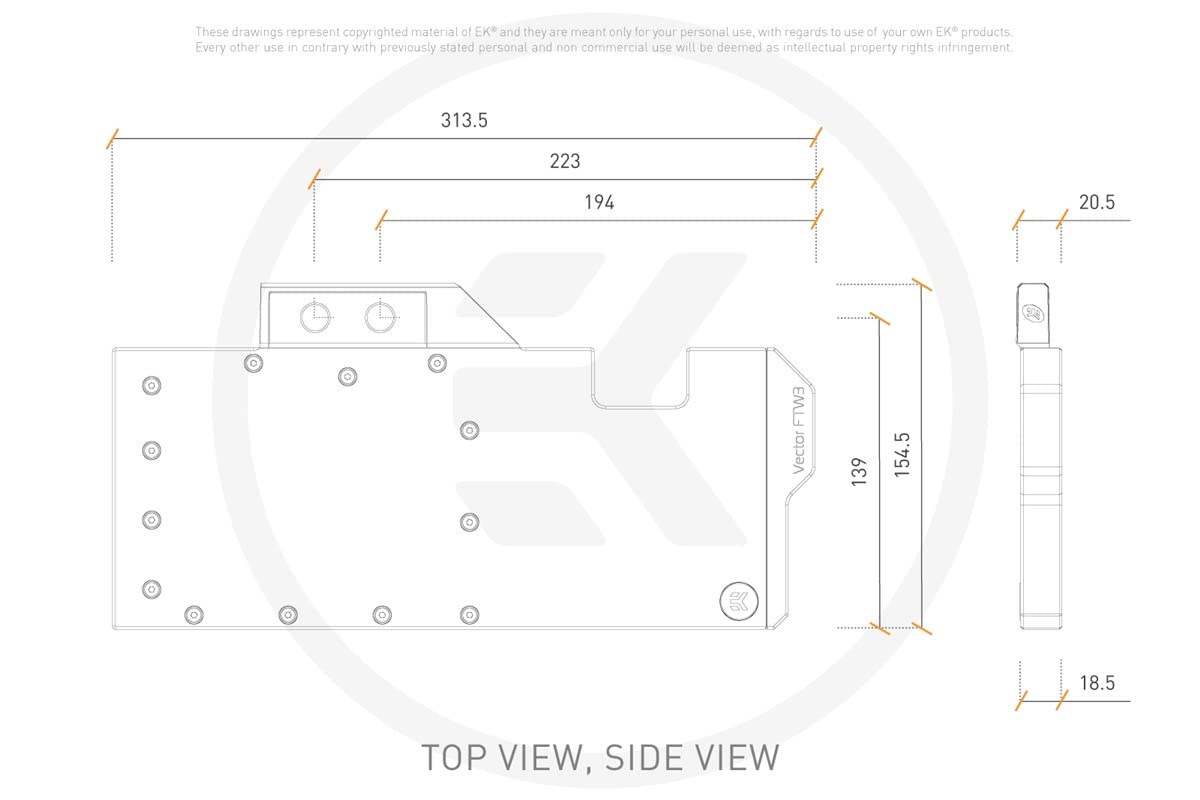 EK Water Blocks Compatible EK-Quantum Vector FTW3 RTX 3070 Ti D-RGB - Nickel + Acetal