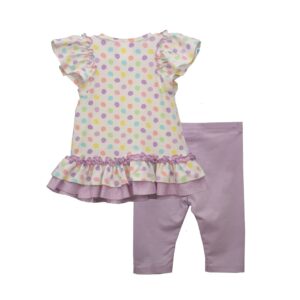 Bonnie Jean Girl's Easter Outfit - Bunny Leggings Set for Baby, Toddler and Little Girls - Purple Polka Dot - 18 Months