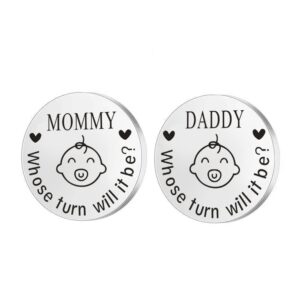 XINYANS Parents Decision Coin Baby Gifts - 2 Pcs New Dad Mom Gifts Mom Dad Funny Decision Coin Pregnancy Gifts for Mom Dad