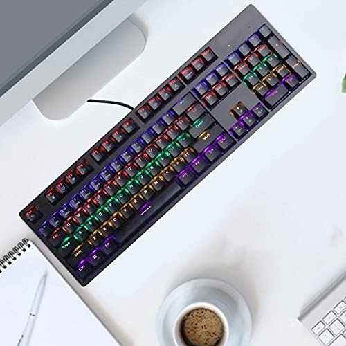 ciciglow Mechanical Gaming Keyboard, 104 Keys RGB Backlit Light Wired Gaming Keyboards with Anti Mistouch Model for Laptop Desktop Computer PC, for Win 2000/xp/7/8/10 Computer Accessories