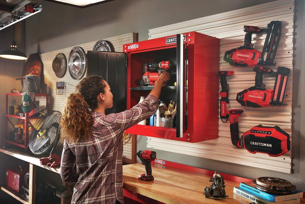 Craftsman 28-Inch Garage Storage Wall Cabinet and MaxWorks 30-Bin Parts Storage Rack Bundle