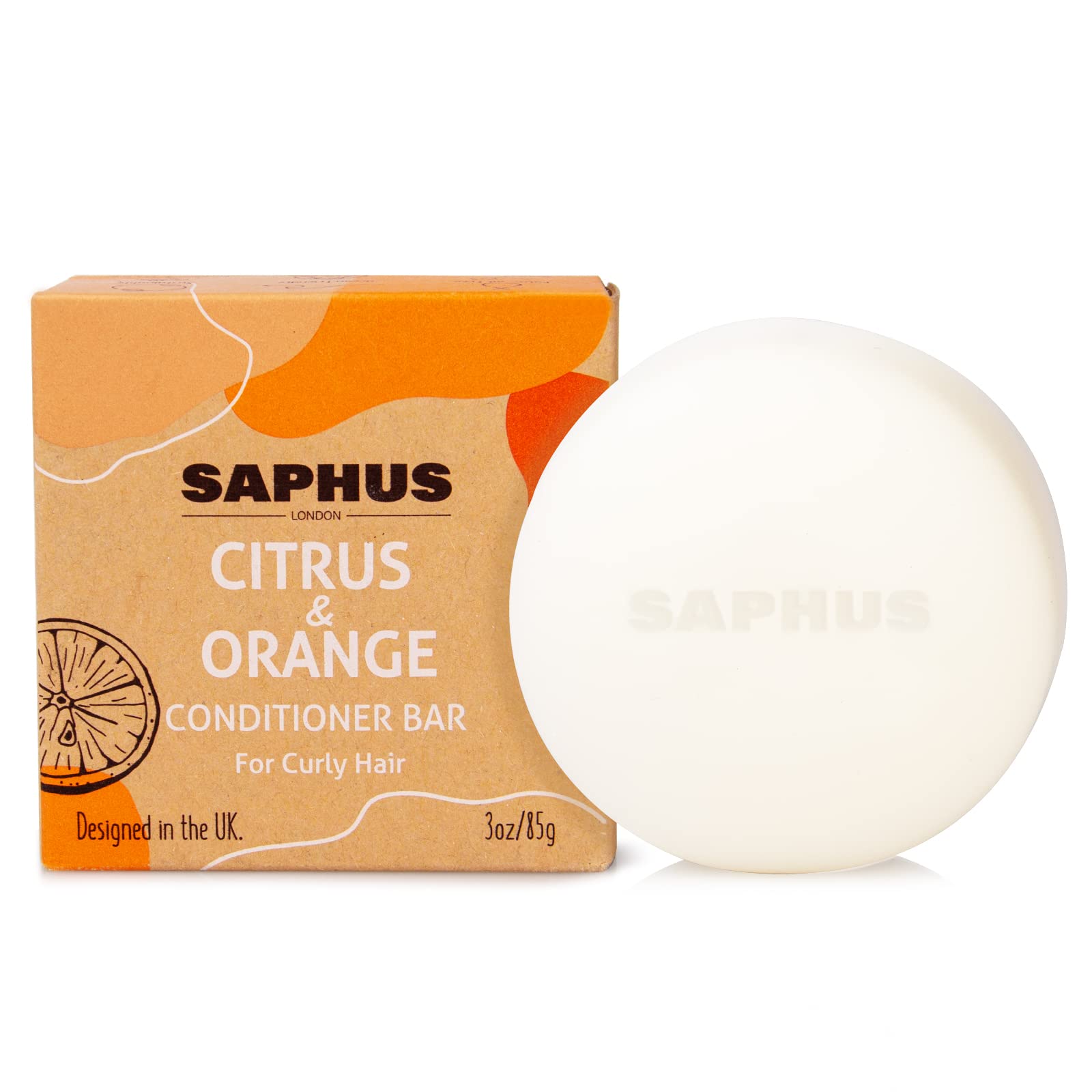 SAPHUS Conditioner Bar for Hair with Moroccan Argan Oil - Hydrating Deep Conditioning for Dry Damaged Curly Hair - Sustainable, pH Balanced, Sulfate Free, 3oz