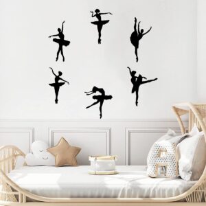 JUEKUI Bedroom Decor Ballet Dance Ballerinas Stars Vinyl Wall Decals Art Stickers Dancing Ballet Nursery Kids Girls Room Decor Wall Sticker W116 (Black)