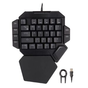 Shanrya One Handed Keyboard, One Handed Gaming Keyboard RGB Backlit for Dorm for Home for Game