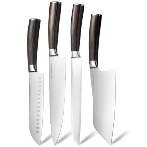 kangdelun pro kitchen knives, 4 pcs ultra sharp quality chef knives, premium german steel 4116, gift box