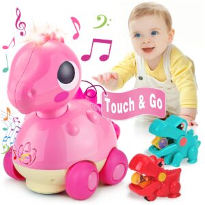 dreampark baby toys 18 months - infant toys 18 months baby crawling toys 2 year old girl gifts touch & go musical light dinosaur toy baby gifts for 18-24 months girls boys babies toddlers age 2