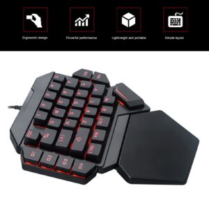 Shanrya One Handed Keyboard, One Handed Gaming Keyboard RGB Backlit for Dorm for Home for Game