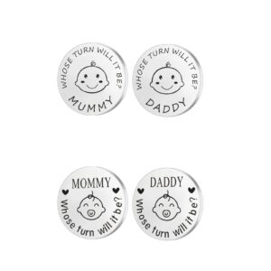 XINYANS Parents Decision Coin Baby Gifts - 2 Pcs New Dad Mom Gifts Mom Dad Funny Decision Coin Pregnancy Gifts for Mom Dad