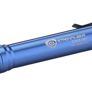 Streamlight 66134 Stylus Pro USB Rechargeable Penlight & 66122 Stylus Pro Penlight with White LED, Blue, 2x AAA Alkaline Batteries