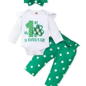 bilison My First St.Patrick's Day Outfit Baby Boy Girl Clothes Green Leaf Clover Pants Set