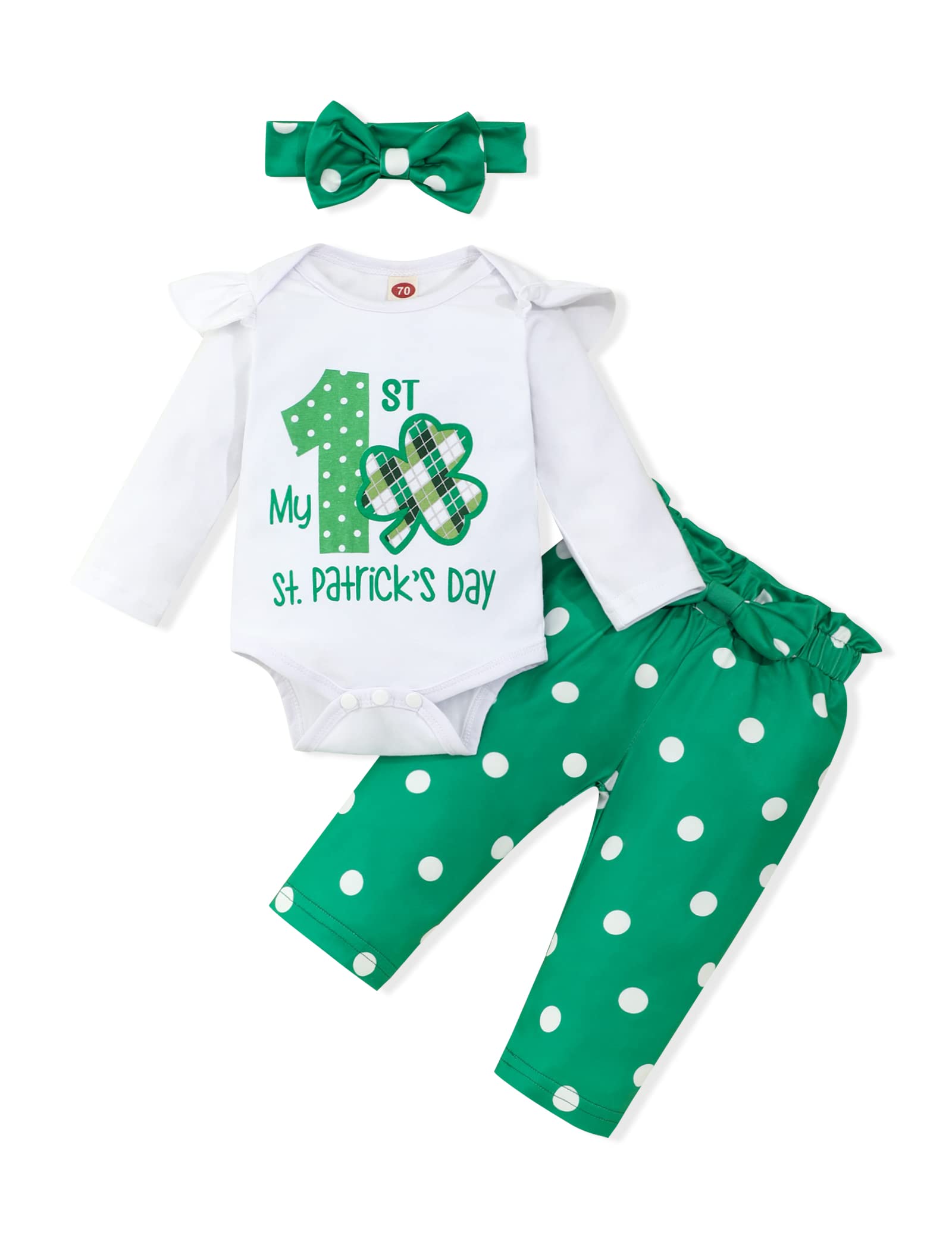 bilison My First St.Patrick's Day Outfit Baby Boy Girl Clothes Green Leaf Clover Pants Set