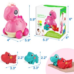 Dreampark Baby Toys 18 Months - Infant Toys 18 Months Baby Crawling Toys 2 Year Old Girl Gifts Touch & Go Musical Light Dinosaur Toy Baby Gifts for 18-24 Months Girls Boys Babies Toddlers Age 2