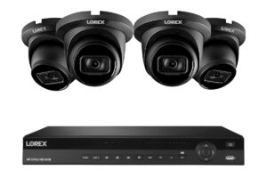 lorex nocturnal 3 4k 16-channel 4tb wired nvr system with smart ip dome cameras with 30fps recording and listen-in audio - (4 cam/black)