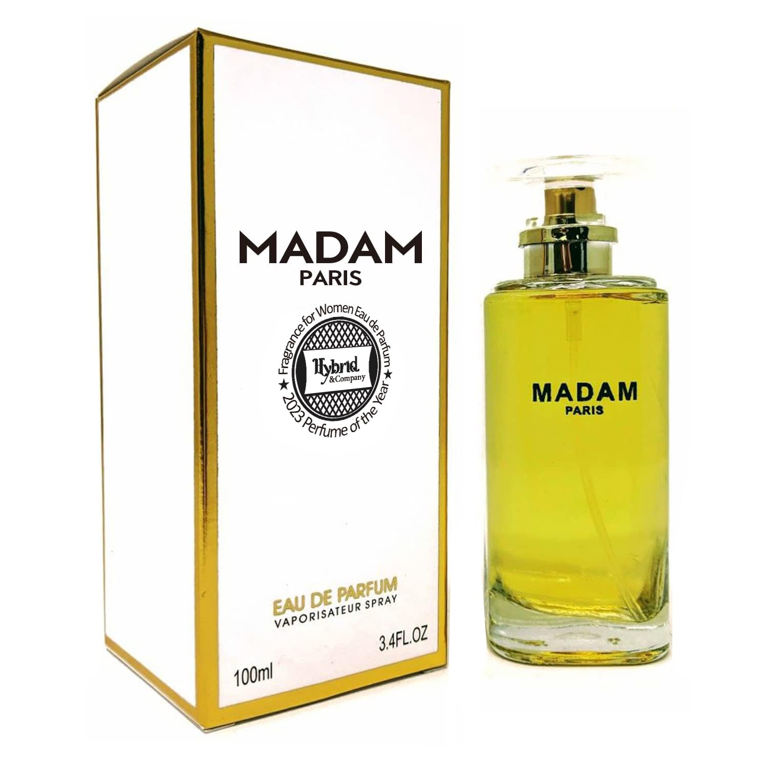 Hybrid & Company Madam Paris Fragrance for Women Eau De Parfum Natural Spray Classic Scent, 3.4 Fl Oz