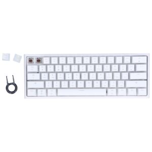 mini mechanical gaming keyboard, backlight ergonomic game keyboard with long type c usb cable, easy to carry, for pc/ gamer, typist, travel(white2)