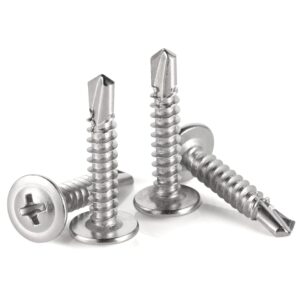 #10 x 2 Wafer Head Self Drilling Screws, Self Tapping Screws Sheet Metal Screws, Stainless Steel, Pack of 50