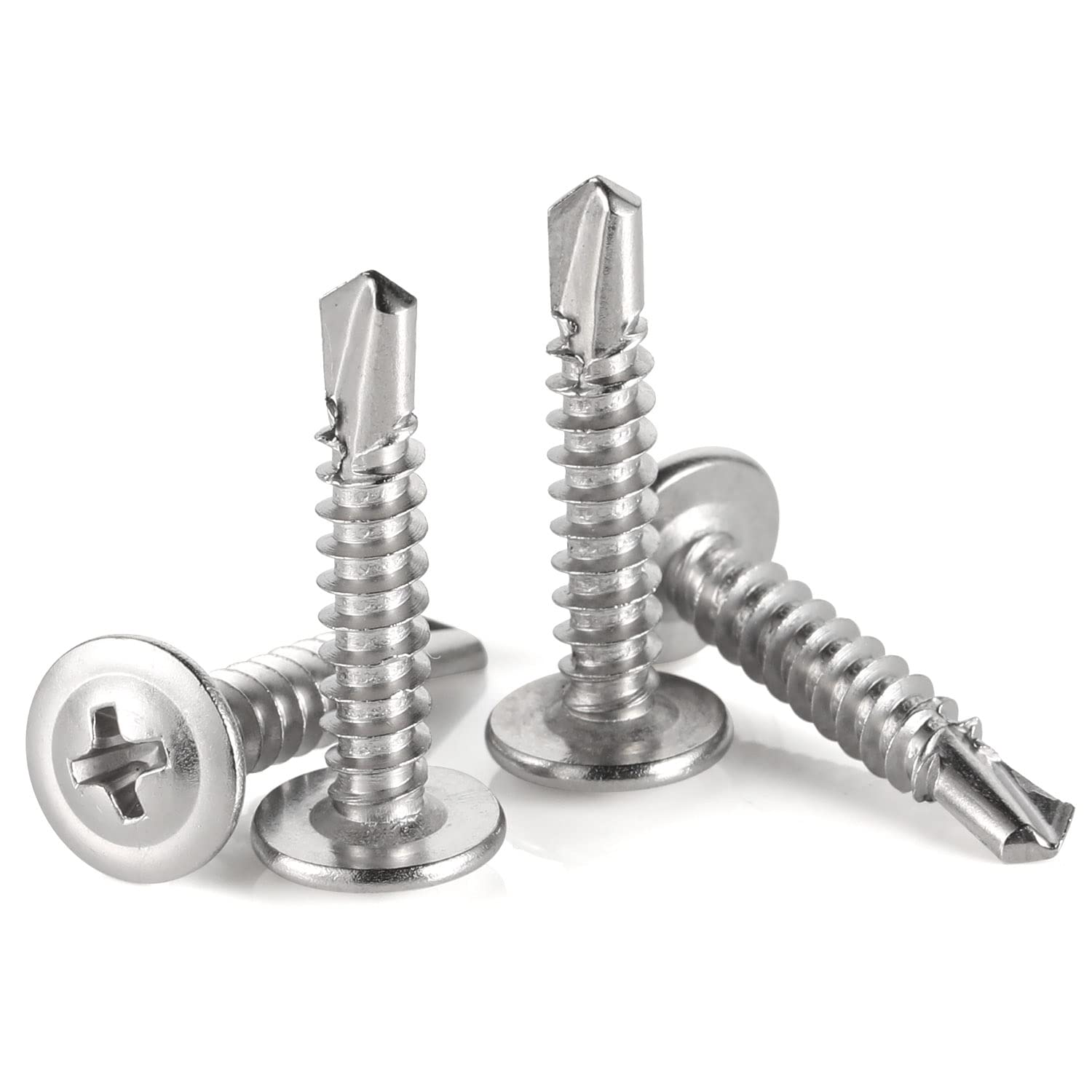 #10 x 2 Wafer Head Self Drilling Screws, Self Tapping Screws Sheet Metal Screws, Stainless Steel, Pack of 50