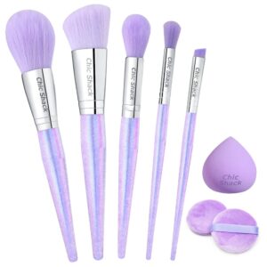 crystal makeup brush set aurora everyday essentials makeup brush set face powder concealers blush eyeshadow blending brushes with makeup sponge & powder puff 7 pcs