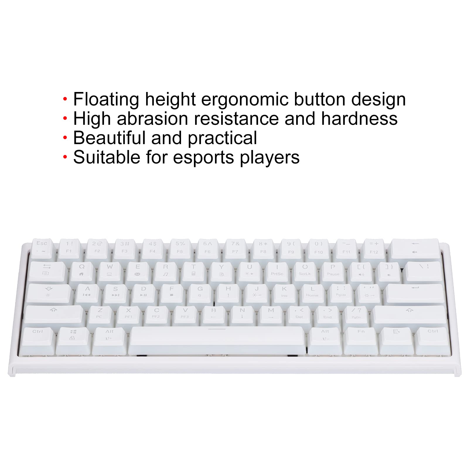 Mini Mechanical Gaming Keyboard, Backlight Ergonomic Game Keyboard with Long Type C USB Cable, Easy to Carry, for PC/ Gamer, Typist, Travel(white2)