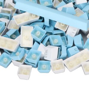 104 Keys PBT Keycap, Double Shot Translucent Keycaps, Not Easy to Fade, Wear Resistant and Oil Resistant, for 61/64/ 87/104 Mechanical Gaming Keyboard(Blue)