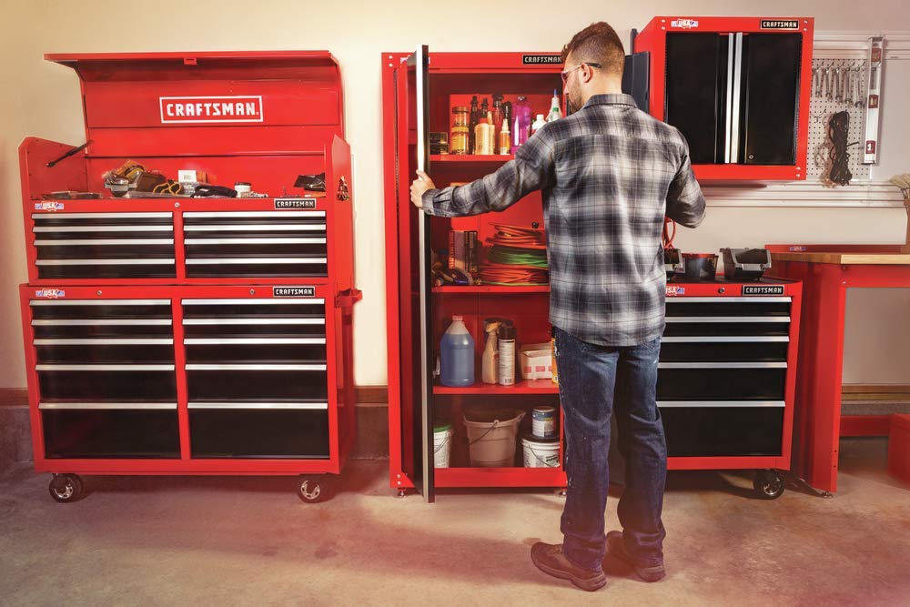 Craftsman 28-Inch Garage Storage Wall Cabinet and MaxWorks 30-Bin Parts Storage Rack Bundle