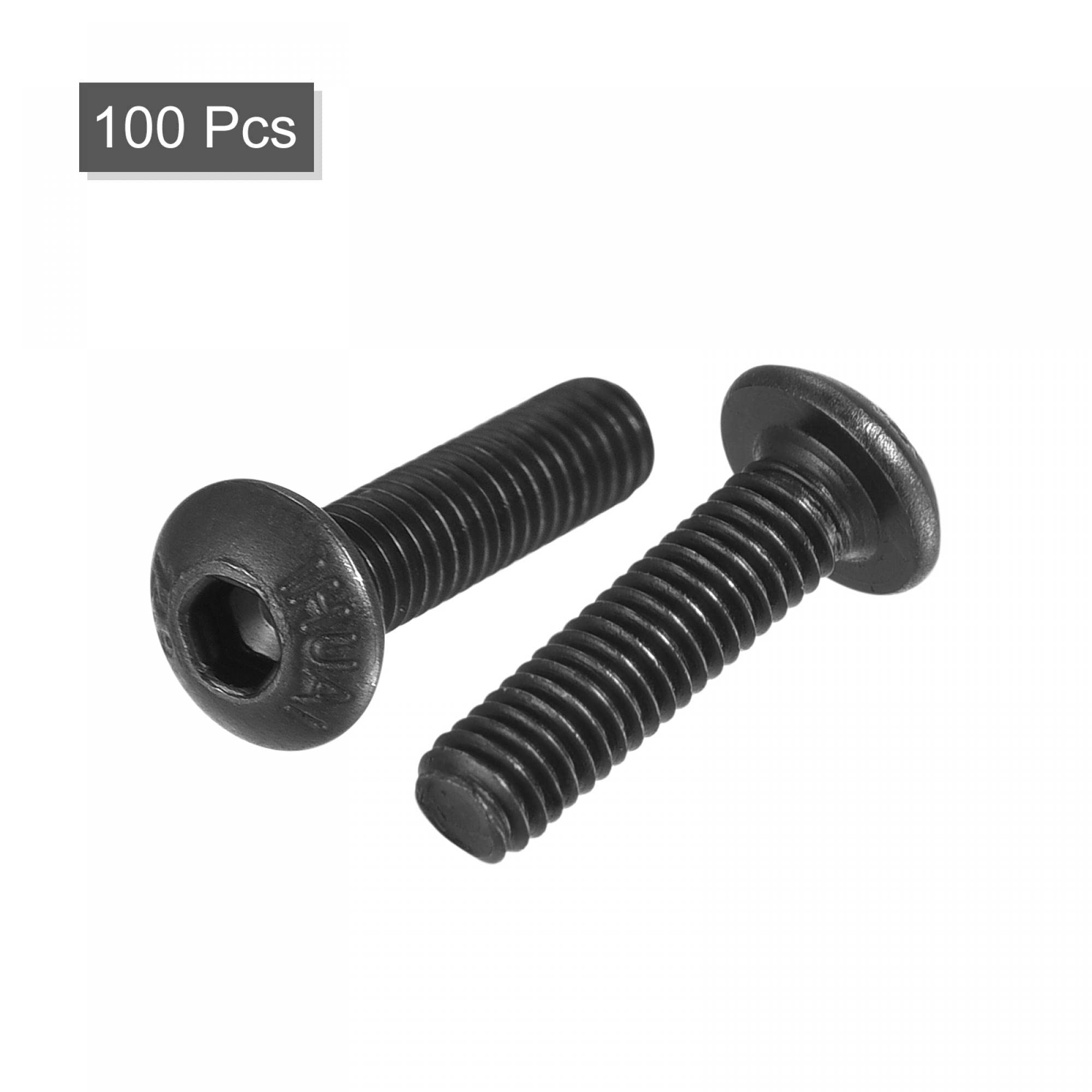 uxcell M3x12mm Hex Socket Button Head Cap Bolts Screws Alloy Steel 100pcs