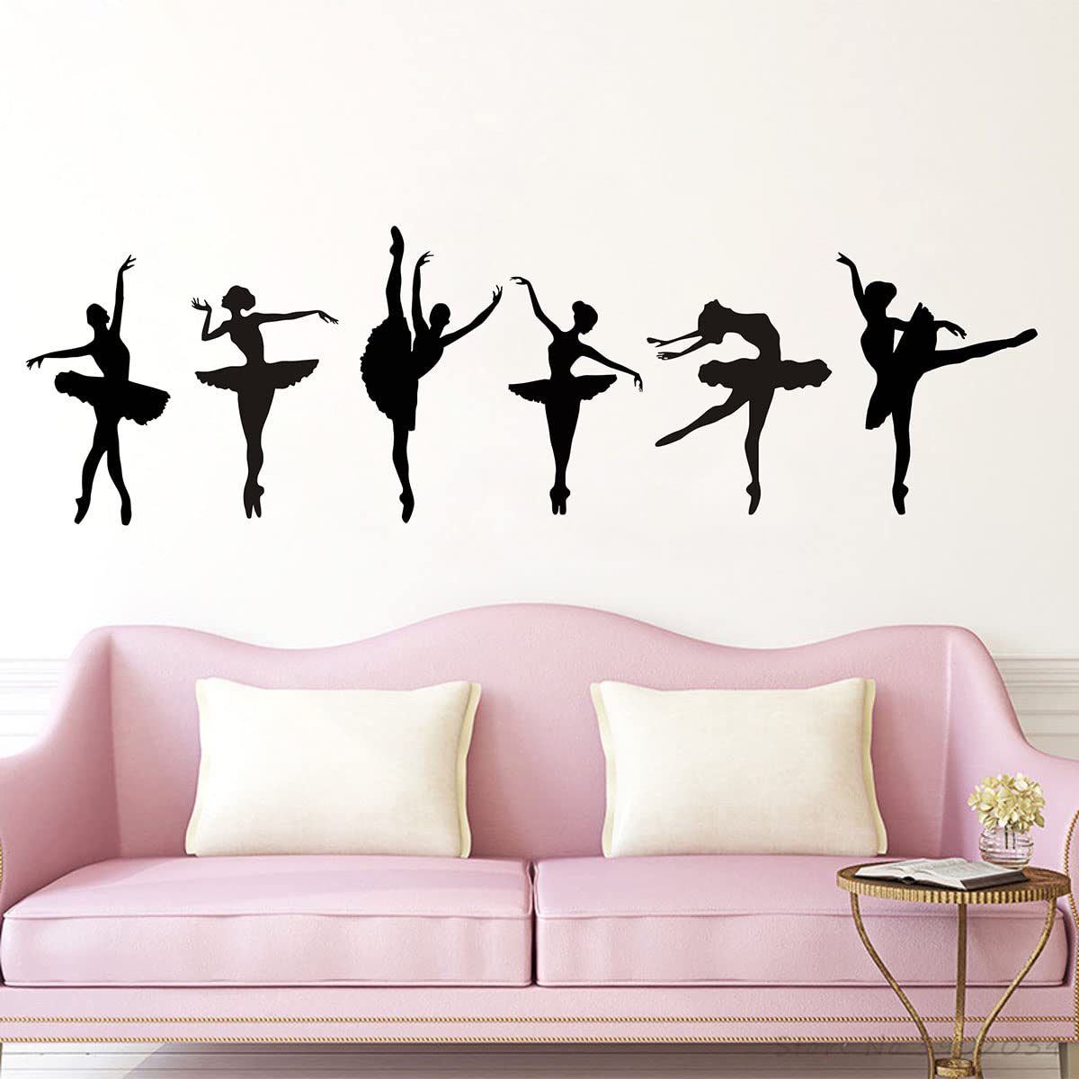 JUEKUI Bedroom Decor Ballet Dance Ballerinas Stars Vinyl Wall Decals Art Stickers Dancing Ballet Nursery Kids Girls Room Decor Wall Sticker W116 (Black)