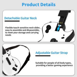 DOYO Guitar Hero Controller for PC and PS3, Wireless Guitar for Guitar Hero 3/4/5 and Rock Band 1/2 Games, Guitar Hero Guitar with strap (5 Keys/White)