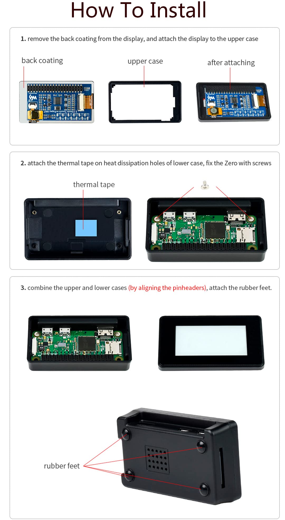 waveshare 2.13inch Touch e-Paper Display with ABS Case, 250x122 Pixels E-Ink Display for Raspberry Pi Zero 2 W/Raspberry Pi Zero W/Pi Zero WH, Support Partial Refresh