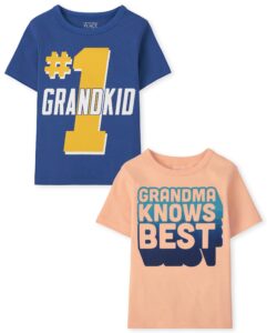 the children's place baby toddler boys short sleeve graphic t-shirt 2-pack, #1 grandkid/grandma knows best, 2t