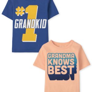 The Children's Place Baby Toddler Boys Short Sleeve Graphic T-Shirt 2-Pack, #1 Grandkid/Grandma Knows Best, 2T