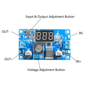 LM2596 Buck Converter 4-40V to 1.25-37V DC to DC Converter Adjustable Voltage Regulator with LED Voltmeter Display, Pack of 4Pcs