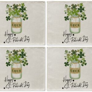 St Patricks Day Placemats Set of 4 Shamrock Bottle Luck Happy St. Patrick's Day Holiday Seasonal Dining Table Home Kitchen Decorations 12 x 16 Inch