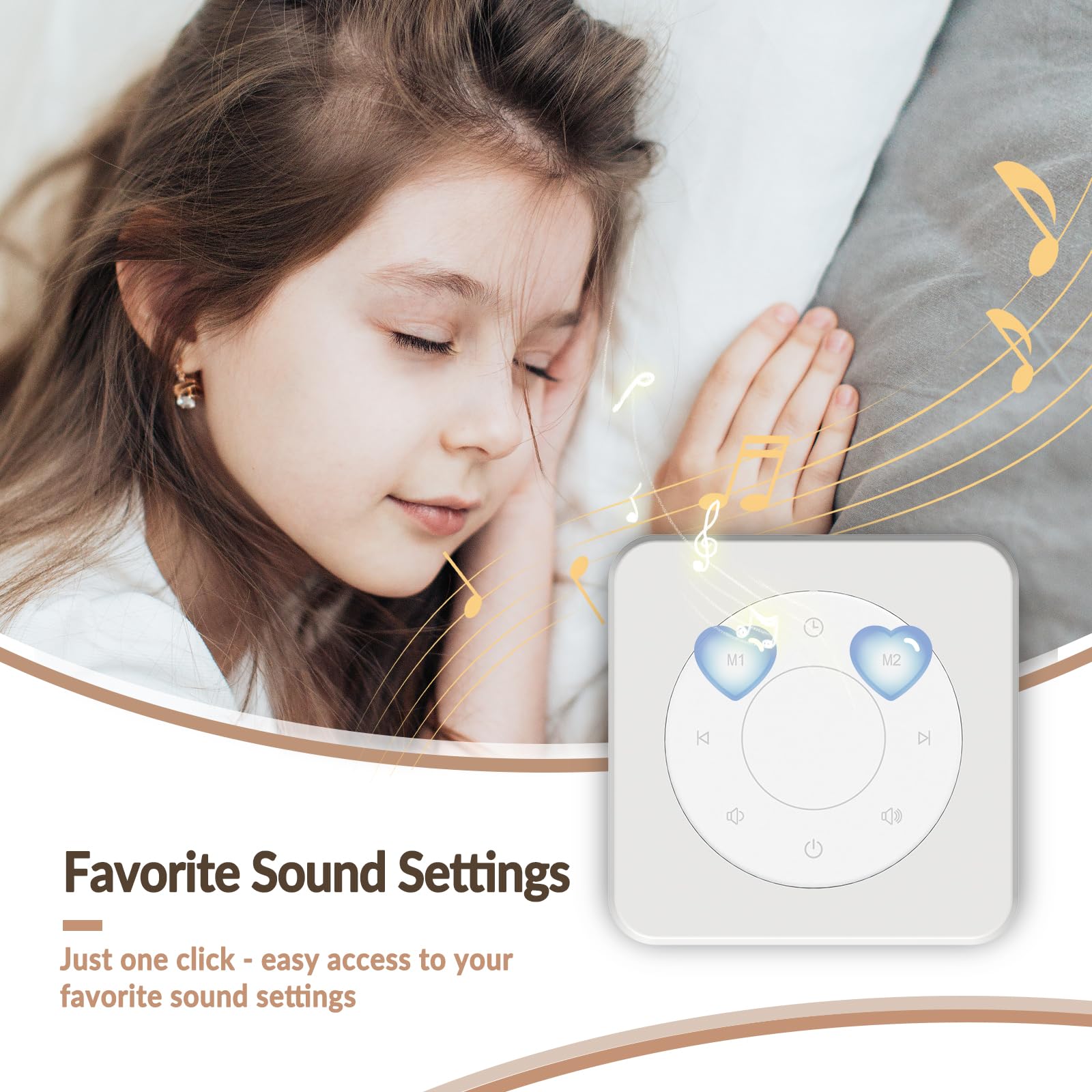 White Noise Sound Machine with 20 Soothing Sounds for Sleep for Adults & Kids & Babies. Favorite Sound Store, Memory Function, Fine Volume Control, Up to 2hrs Customized Timer, for Office & Travel