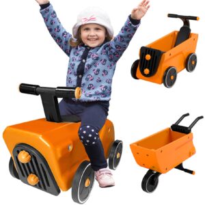 fitco 3 in 1 ride on push car for ages over 1 years,push-pull walker gift toy for toddlers and kids (orange)