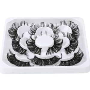 Lanflower Russian Strip Lashes D Curl Wispy Eye Lashes Eyelashes Natural Look 3D False Eyelashes Pack