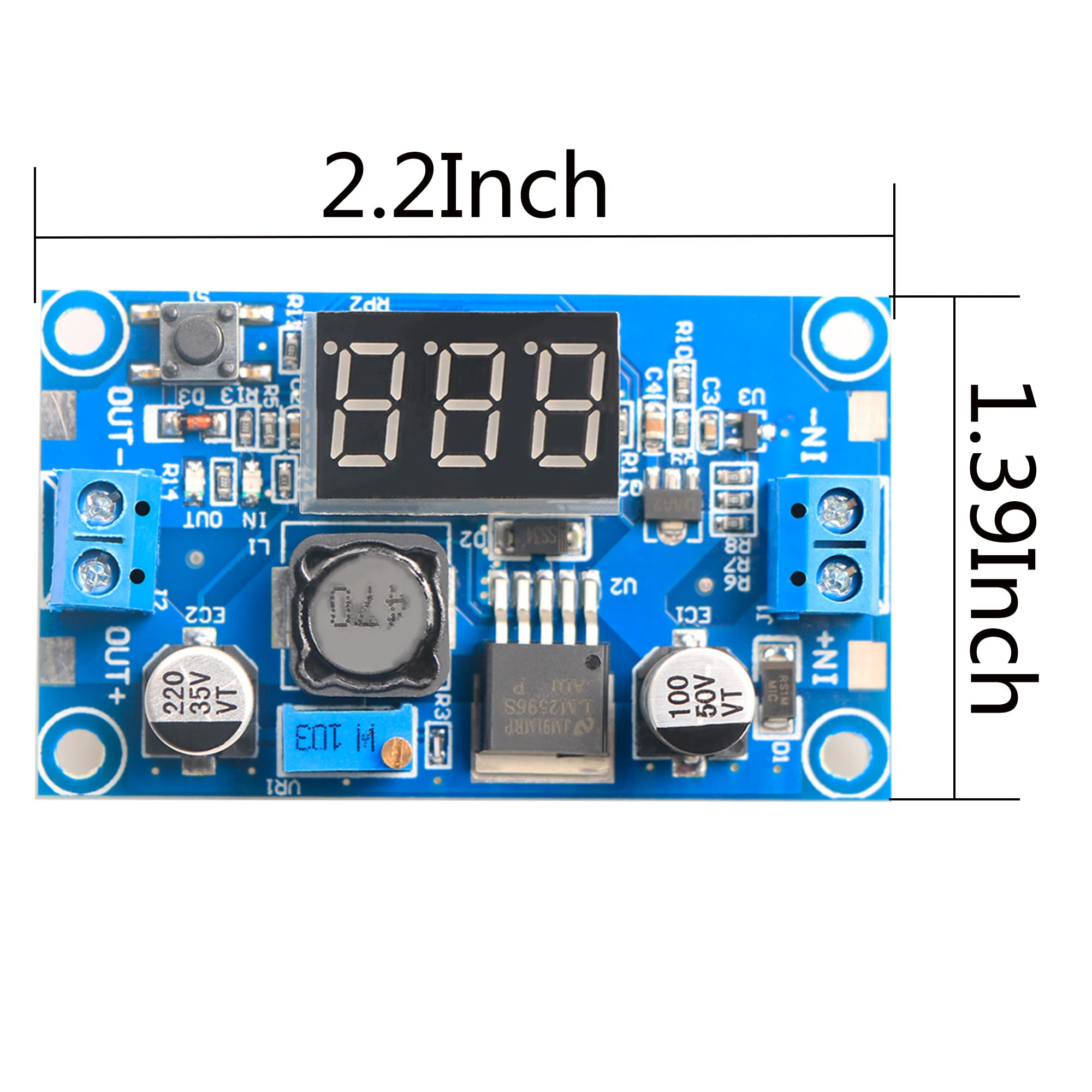 LM2596 Buck Converter 4-40V to 1.25-37V DC to DC Converter Adjustable Voltage Regulator with LED Voltmeter Display, Pack of 4Pcs