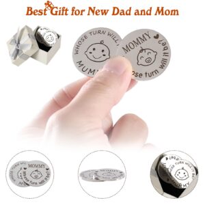 XINYANS Parents Decision Coin Baby Gifts - 2 Pcs New Dad Mom Gifts Mom Dad Funny Decision Coin Pregnancy Gifts for Mom Dad