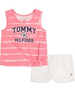 tommy hilfiger baby girls 2 pieces short set, pink carnation, 24m us