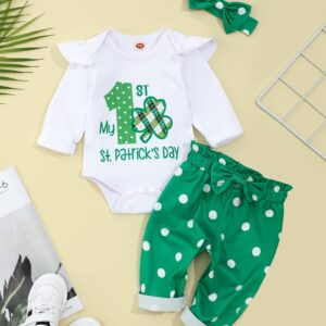 bilison My First St.Patrick's Day Outfit Baby Boy Girl Clothes Green Leaf Clover Pants Set