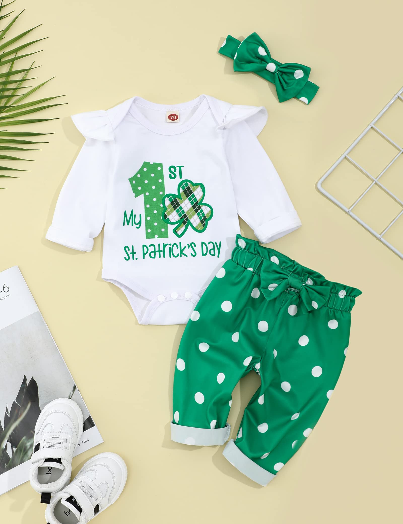 bilison My First St.Patrick's Day Outfit Baby Boy Girl Clothes Green Leaf Clover Pants Set