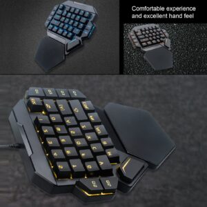 Shanrya One Handed Keyboard, One Handed Gaming Keyboard RGB Backlit for Dorm for Home for Game